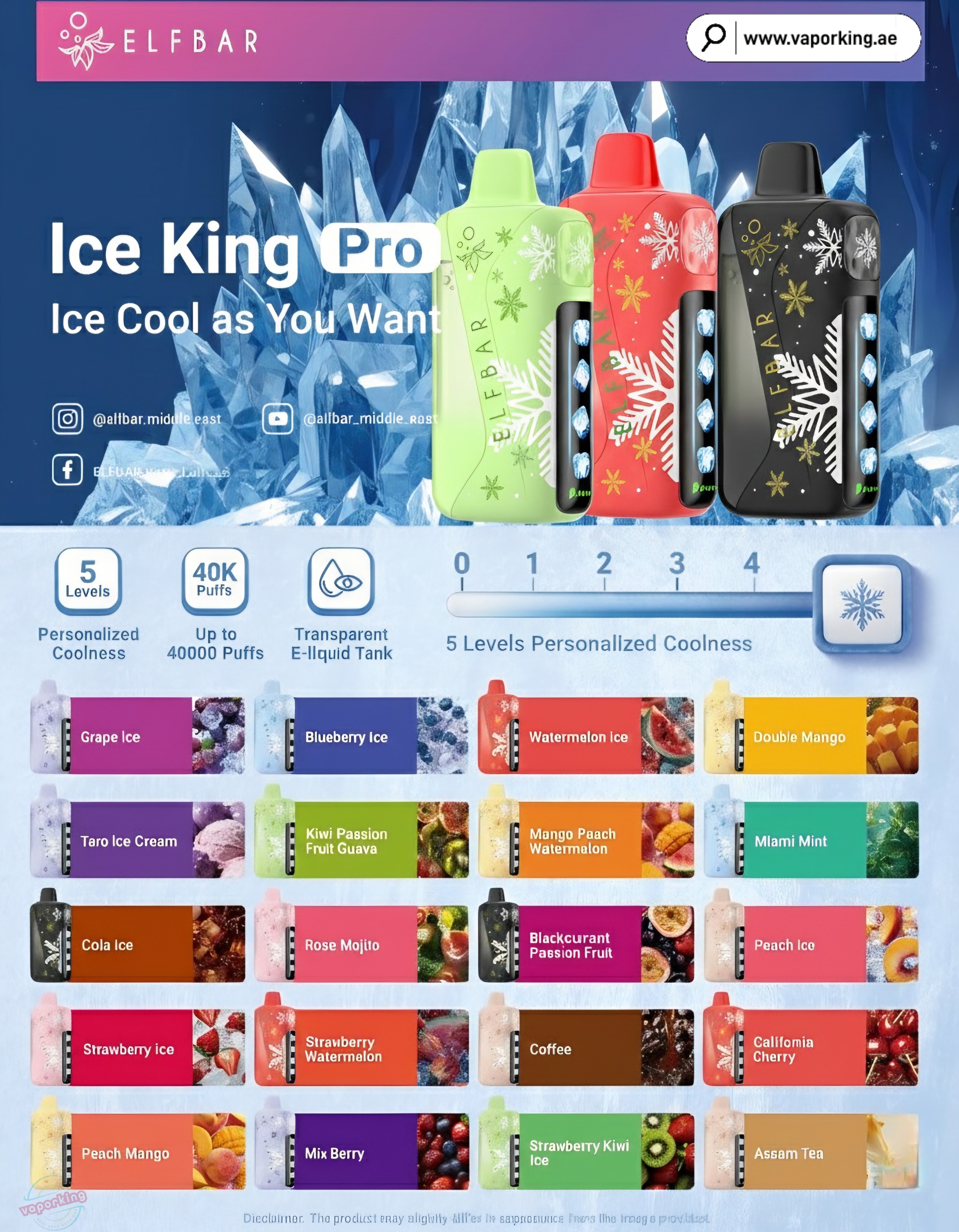ELFBAR Ice King Pro 40K Puffs 50mg Disposable Vape In UAE